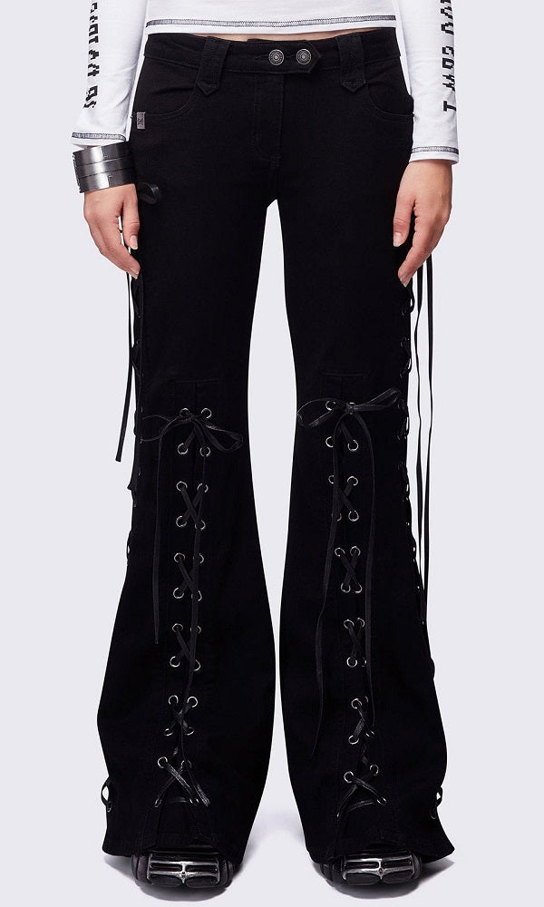 Women's Trendy Lace-Up Flared Jeans – glamtropy